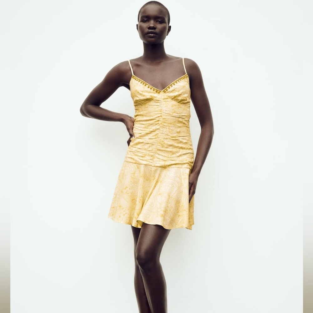 Zara Yellow Detailed Dress - Gem
